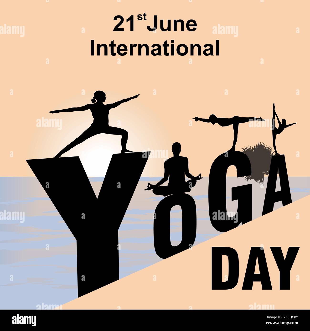 21 June International Yoga Day, Body Posture, Human Silhouette, Vector ...