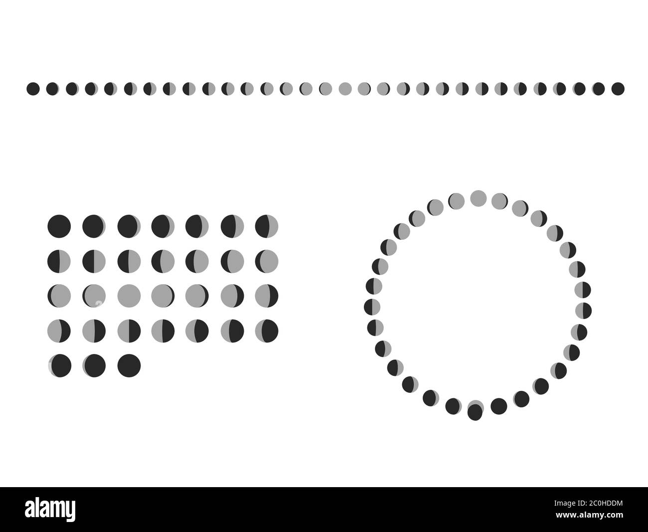 Moon phase vector scheme. Circle cycle calendar. lunar calendar line ...