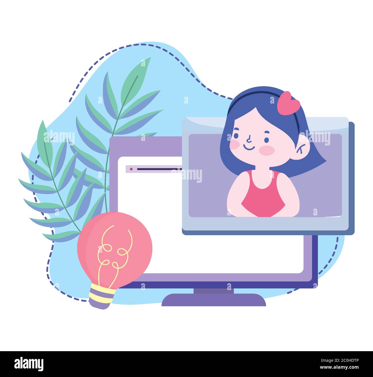 online education, student girl computer creativity class, website and ...