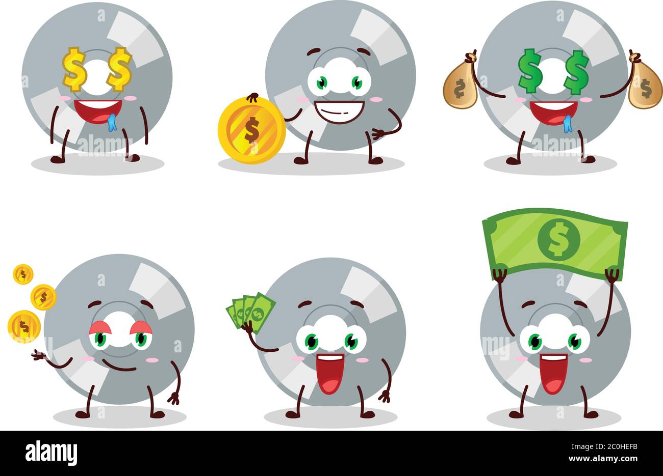 Compact disk cartoon character with cute emoticon bring money Stock ...