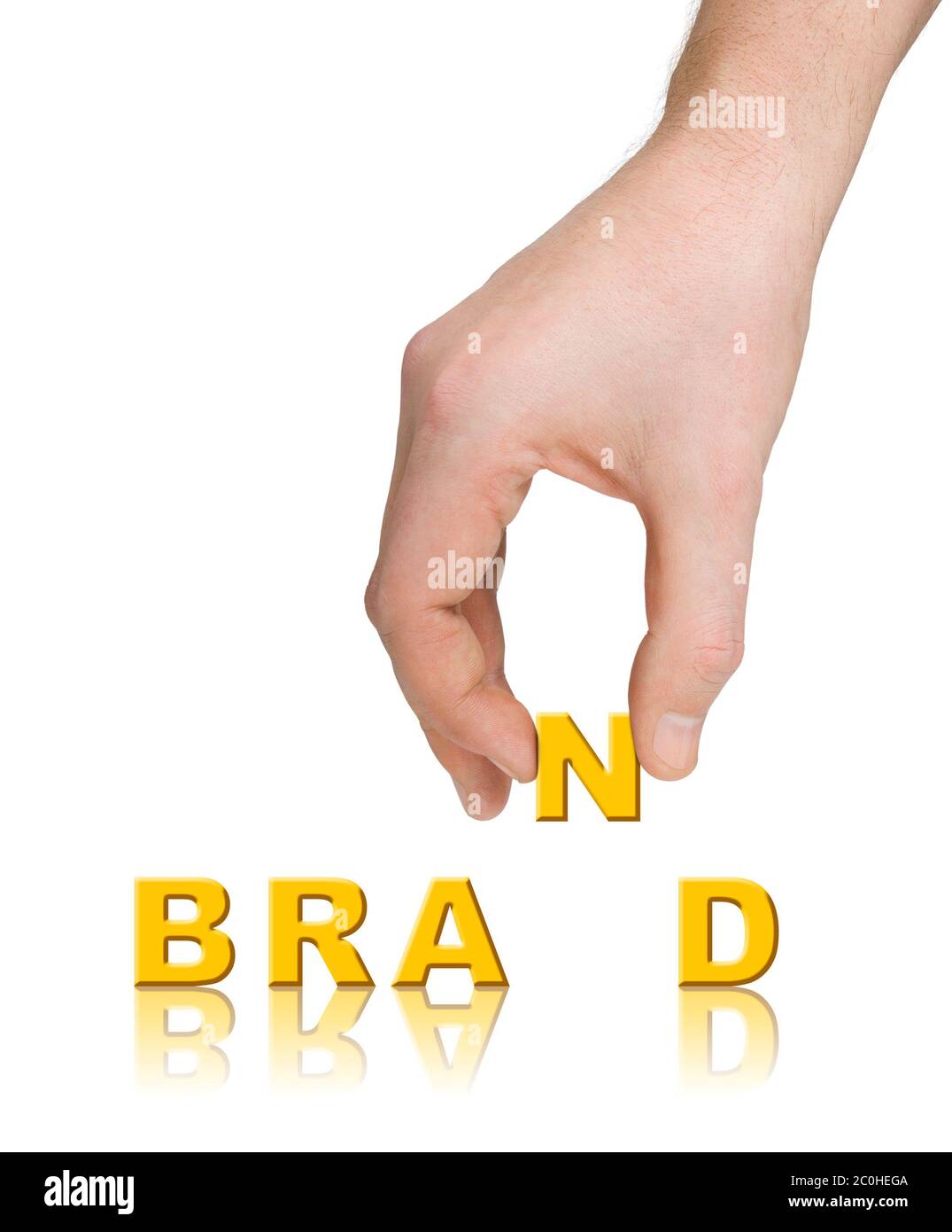 Hand and word Brand Stock Photo - Alamy