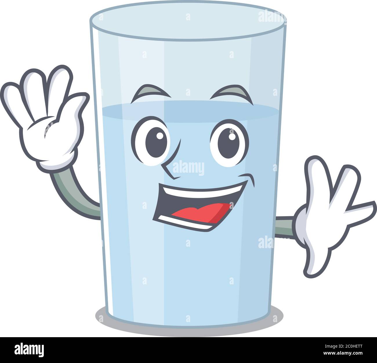 A charming glass of water mascot design style smiling and waving hand ...