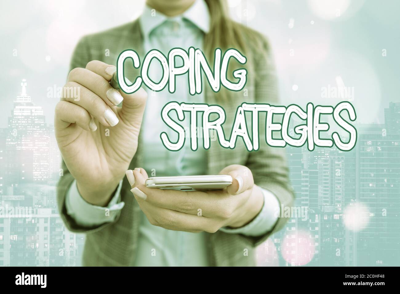 Text sign showing Coping Strategies. Business photo text general plan ...