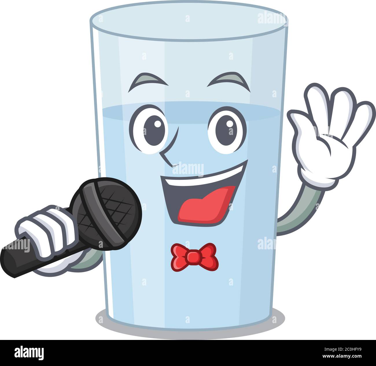 cartoon character of glass of water sing a song with a microphone Stock ...