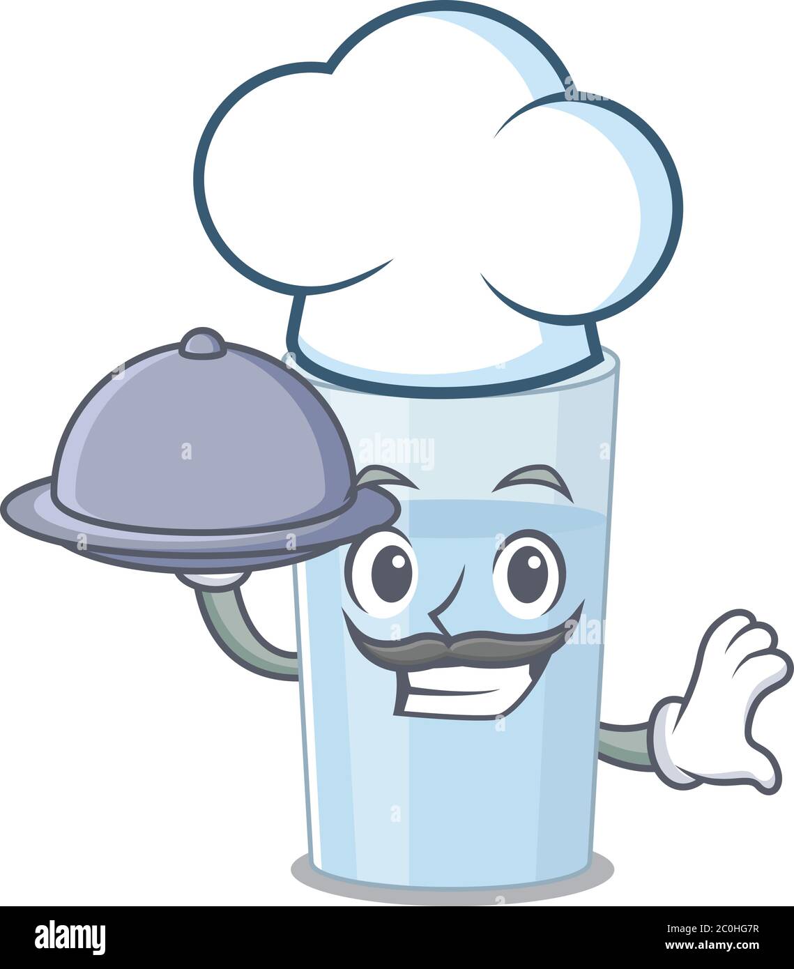 mascot design of glass of water chef serving food on tray Stock Vector ...