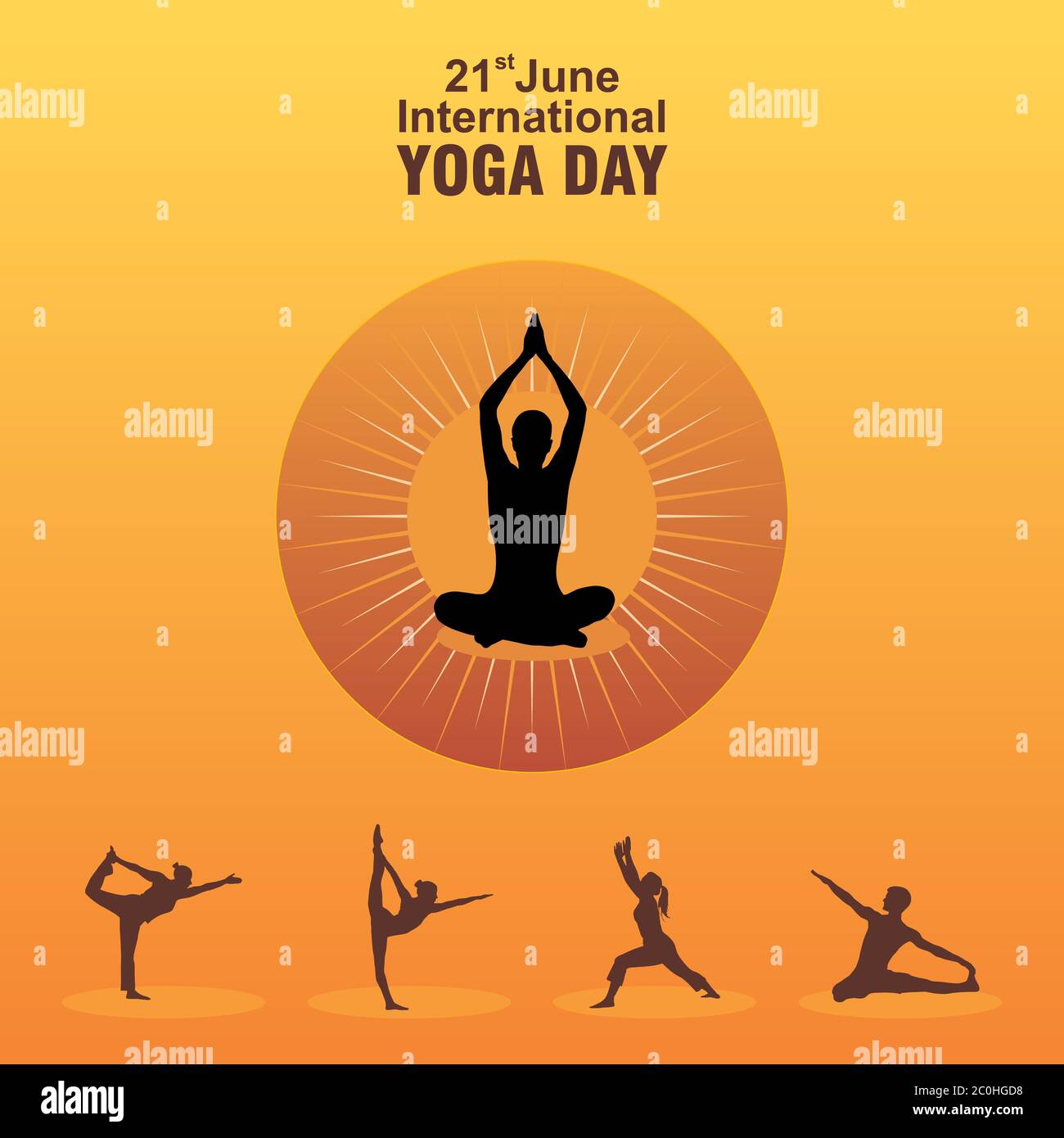 21 June International Yoga Day, Body Posture, Human Silhouette, Vector ...