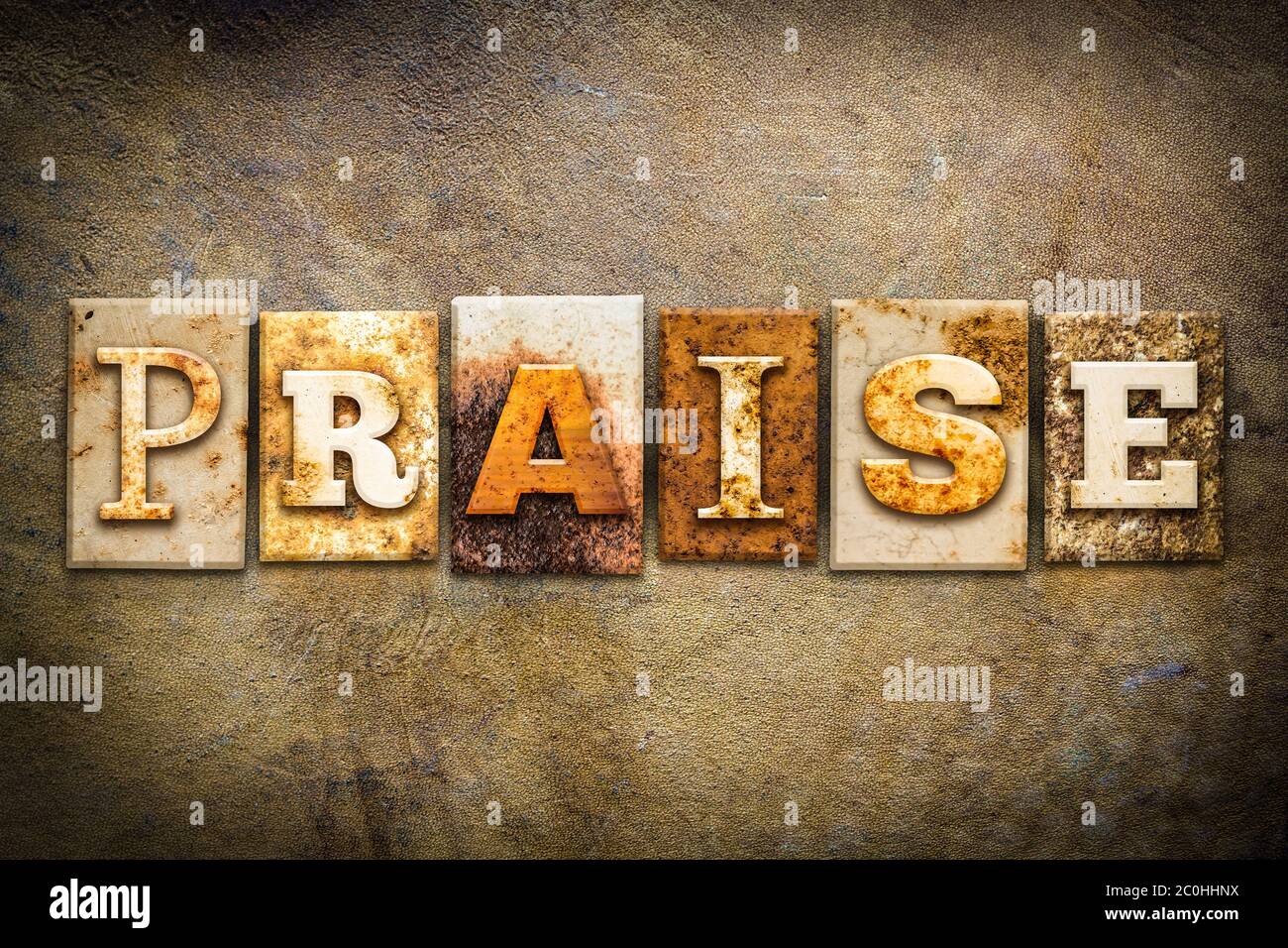 Praise Concept Letterpress Leather Theme Stock Photo - Alamy
