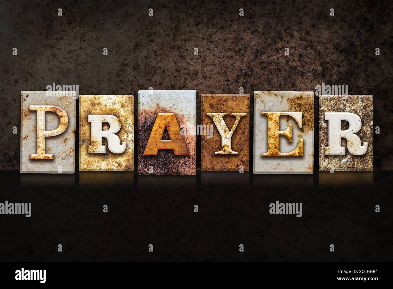 Prayer Letterpress Concept on Dark Background Stock Photo - Alamy