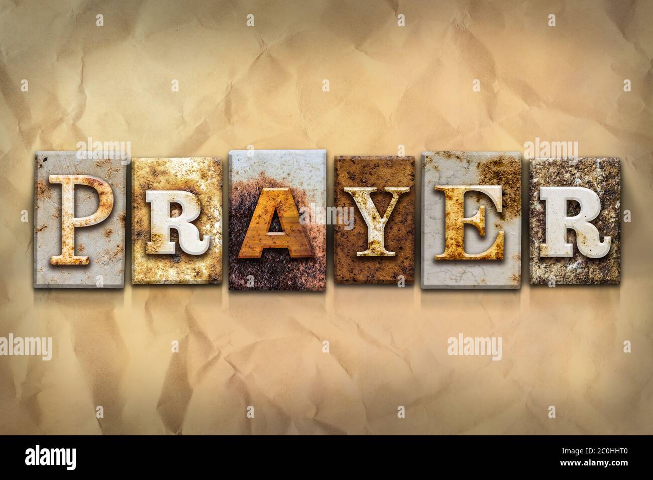 Prayer Concept Rusted Metal Type Stock Photo - Alamy