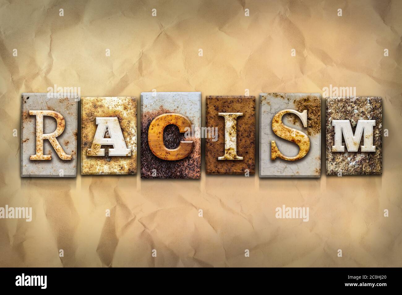 Racism Concept Rusted Metal Type Stock Photo - Alamy