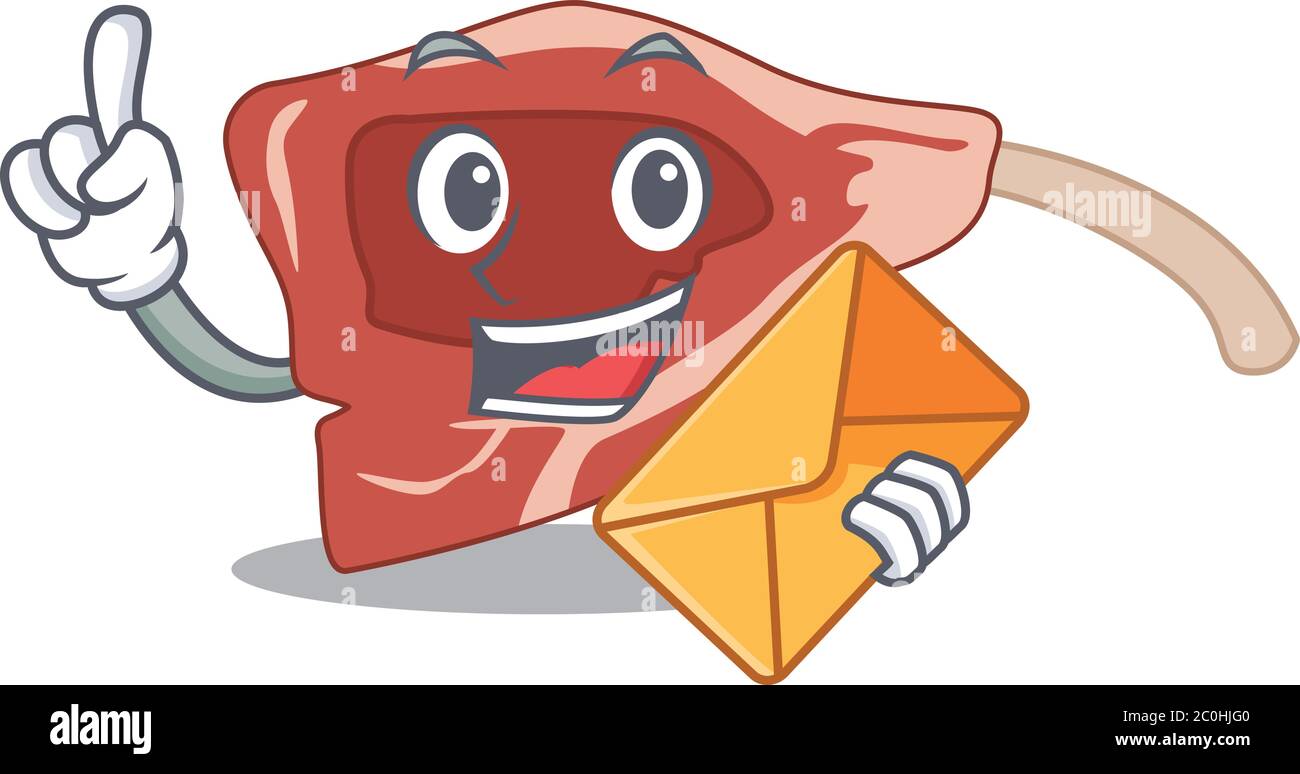 A picture of cheerful lamb chop cartoon design with brown envelope ...
