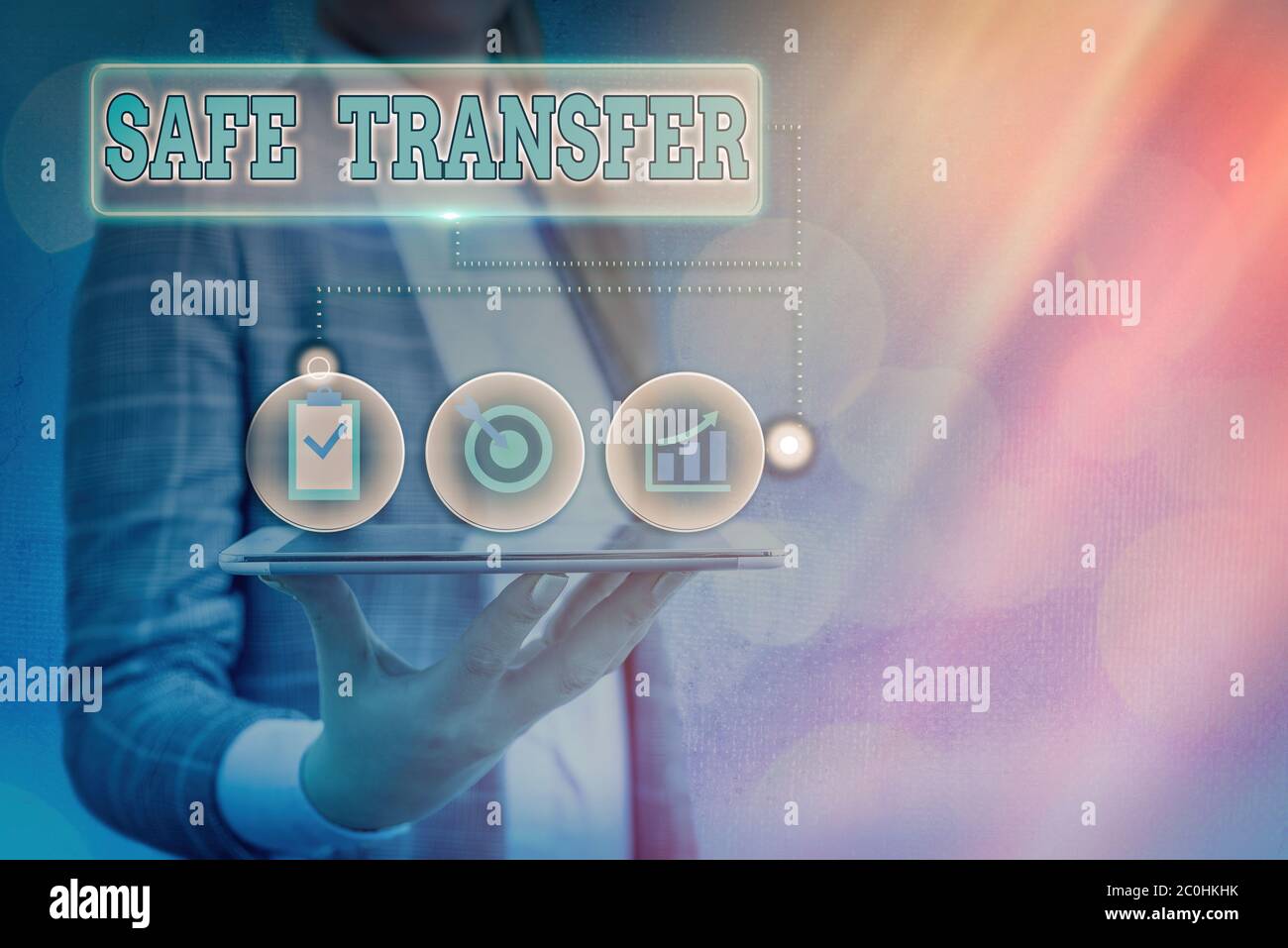 Text sign showing Safe Transfer. Business photo text transmitting the ...