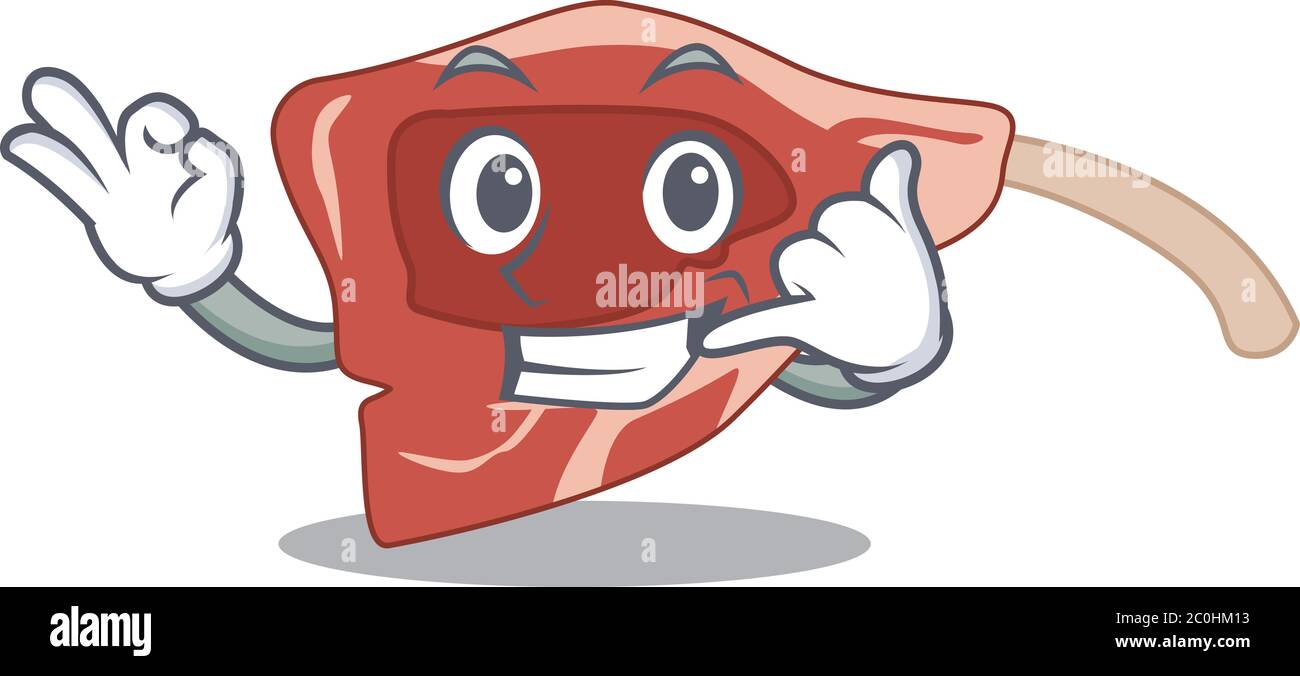 Caricature design of lamb chop showing call me funny gesture Stock ...