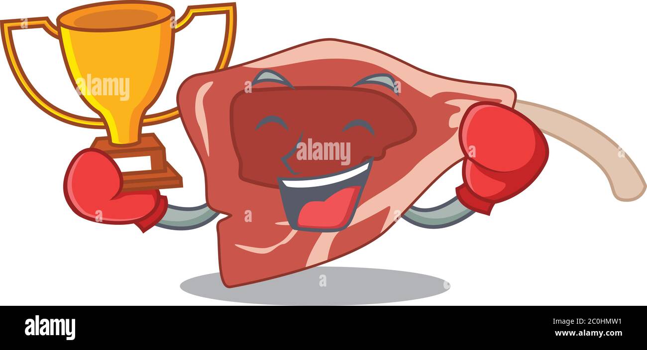 An elegant boxing winner of lamb chop caricature design concept Stock ...