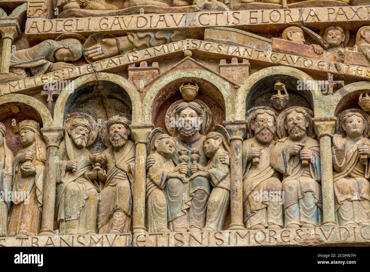 Conques, Tympanum of Sainte Foy Abbey, The Last Judgment, Saint James ...