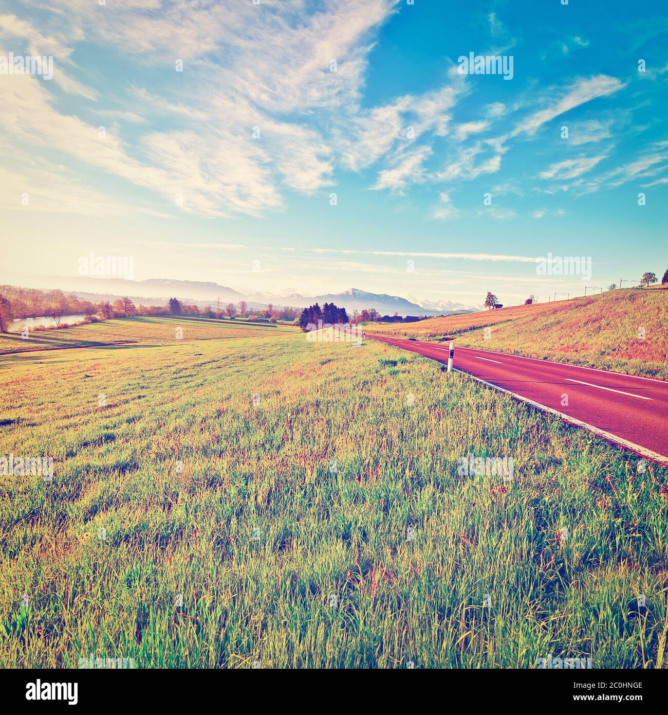 Canal and Road Stock Photo - Alamy