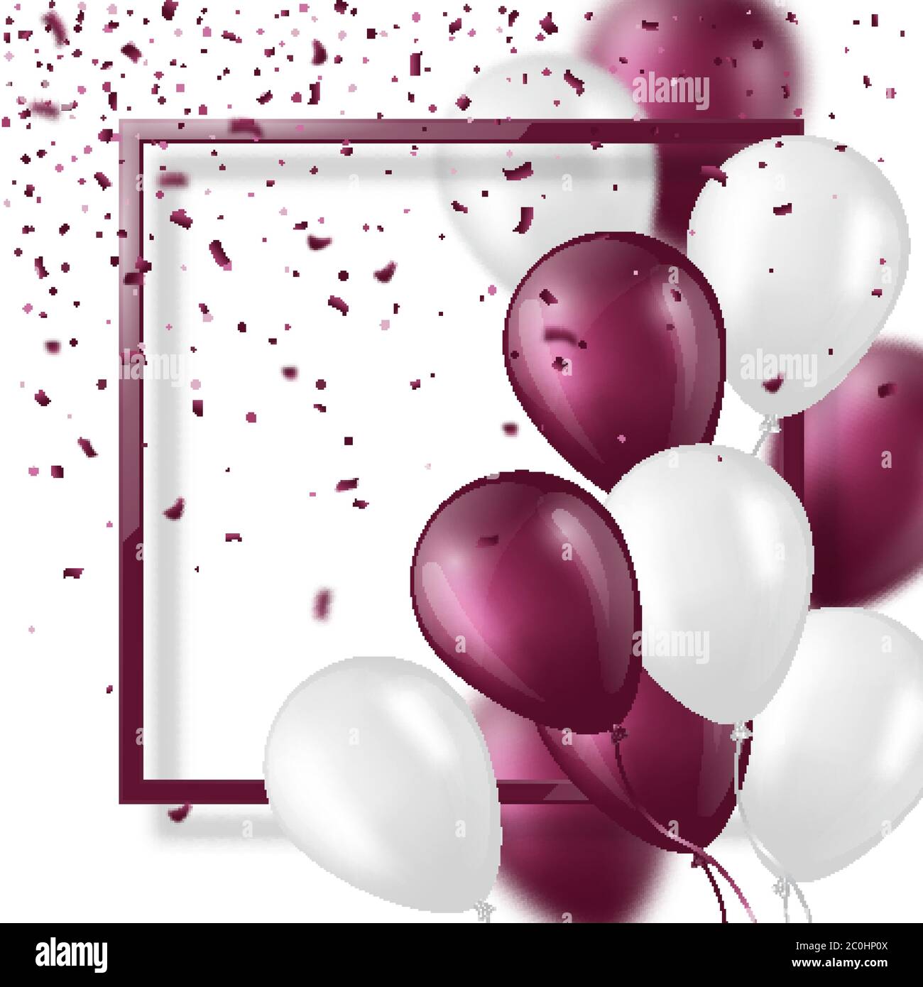3d balloons with confetti and frame Stock Vector Image & Art - Alamy