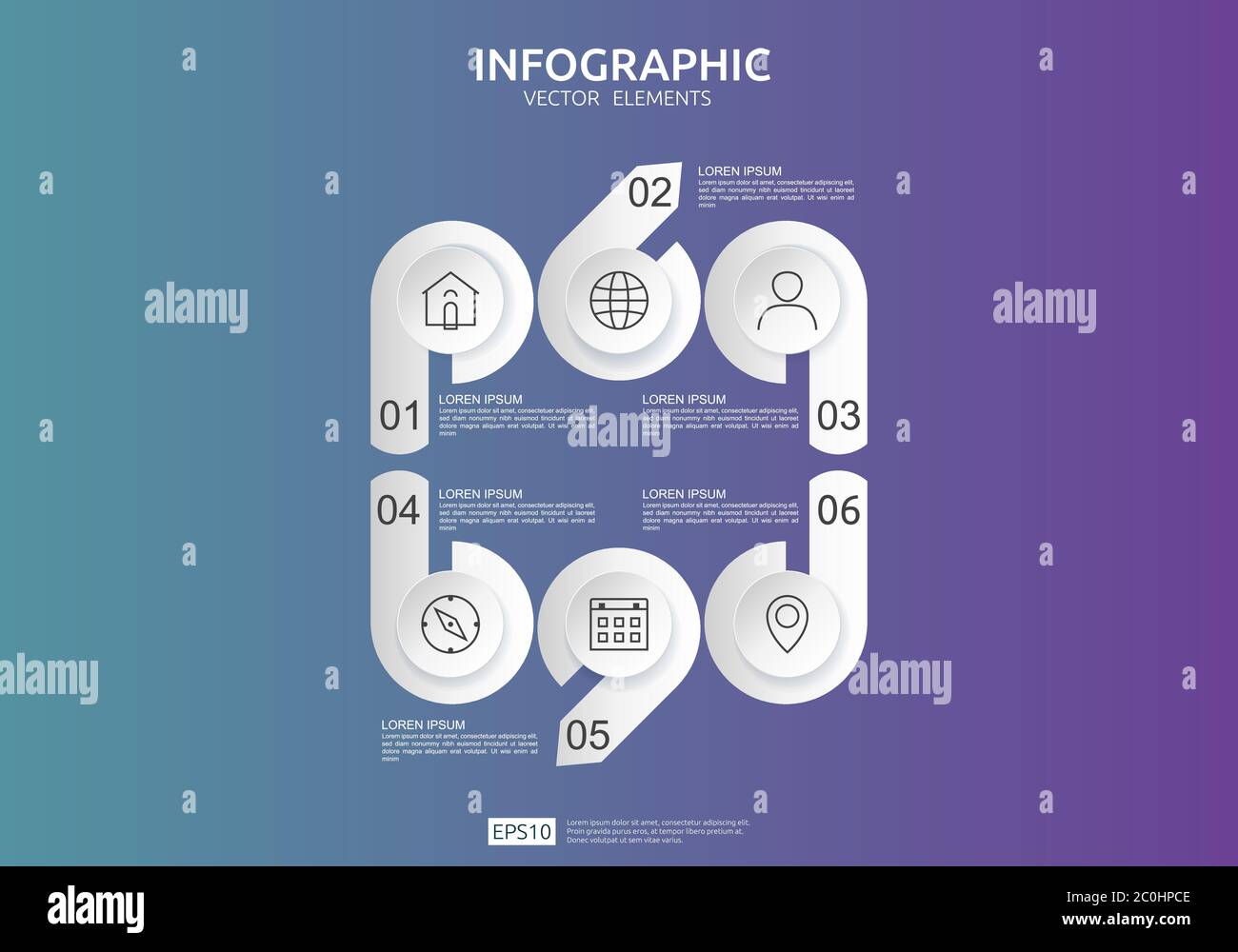 6 steps infographic. timeline design template with 3D paper label ...