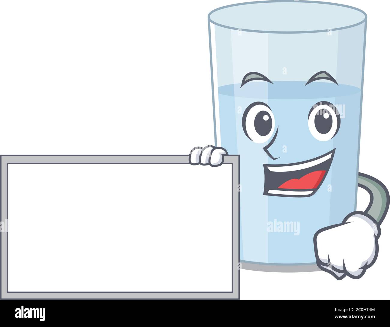 Cartoon character design of glass of water holding a board Stock Vector ...