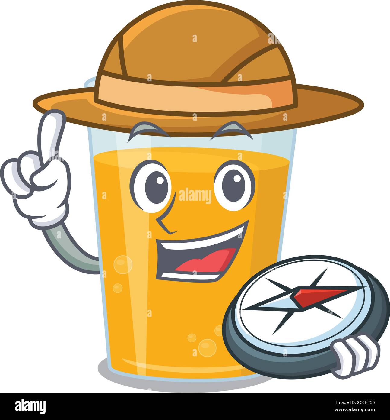 mascot design concept of glass of orange juice explorer using a compass ...