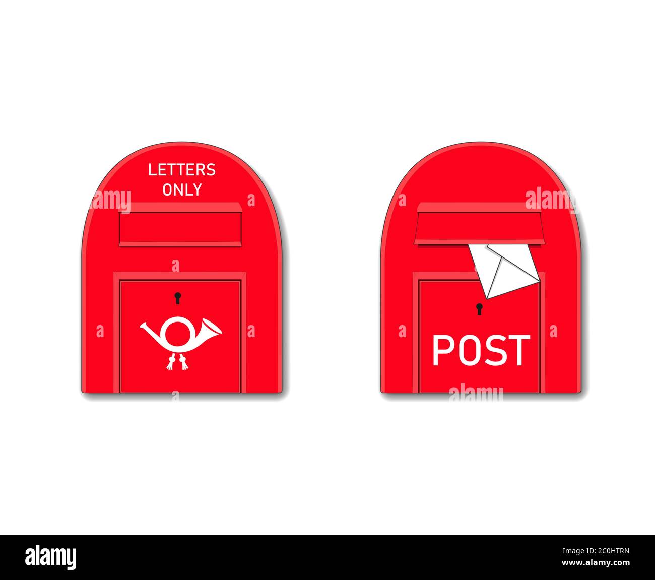 Red post box with letter. Vector Mail letter box with incoming message ...