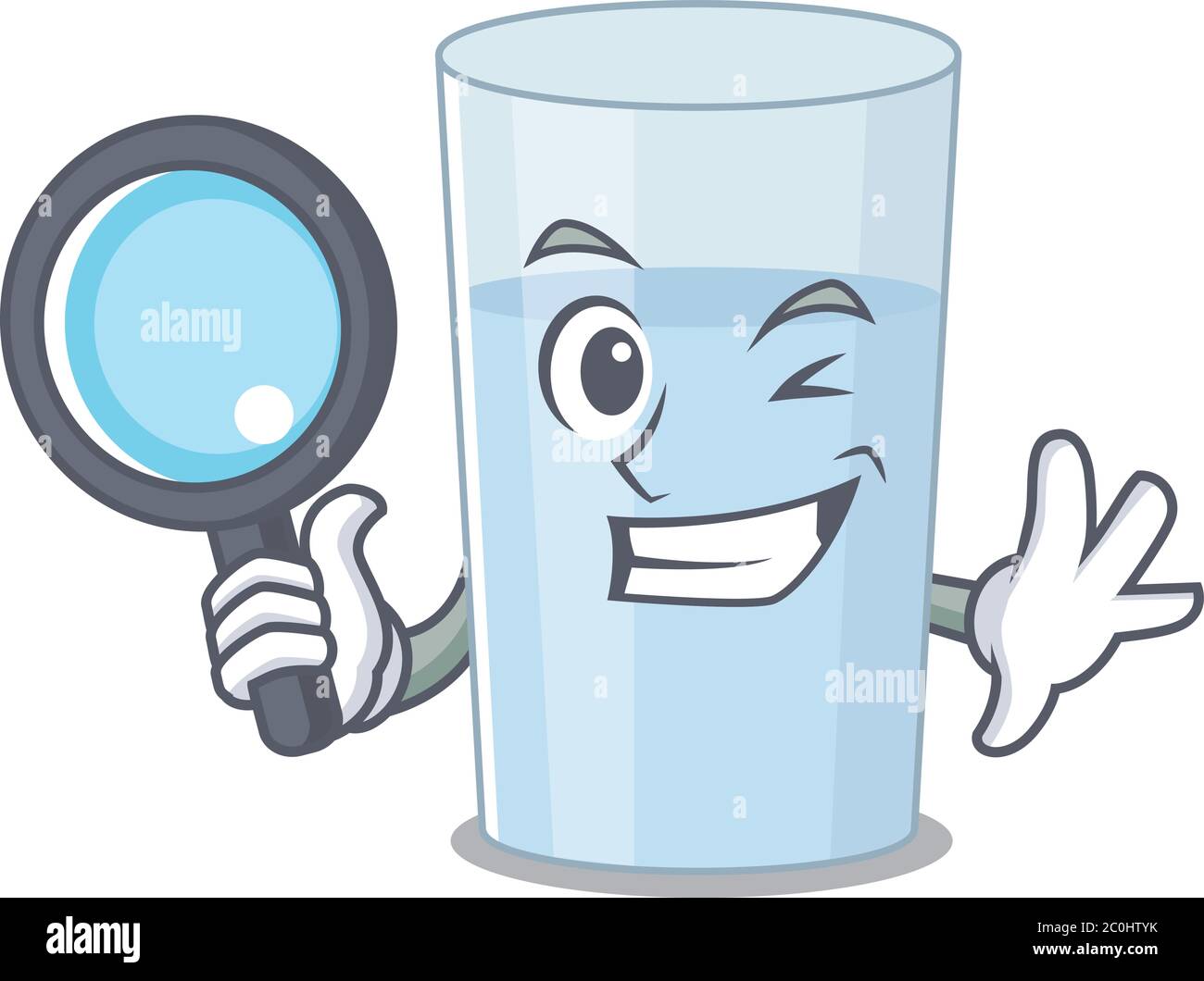 cartoon picture of glass of water Detective using tools Stock Vector ...