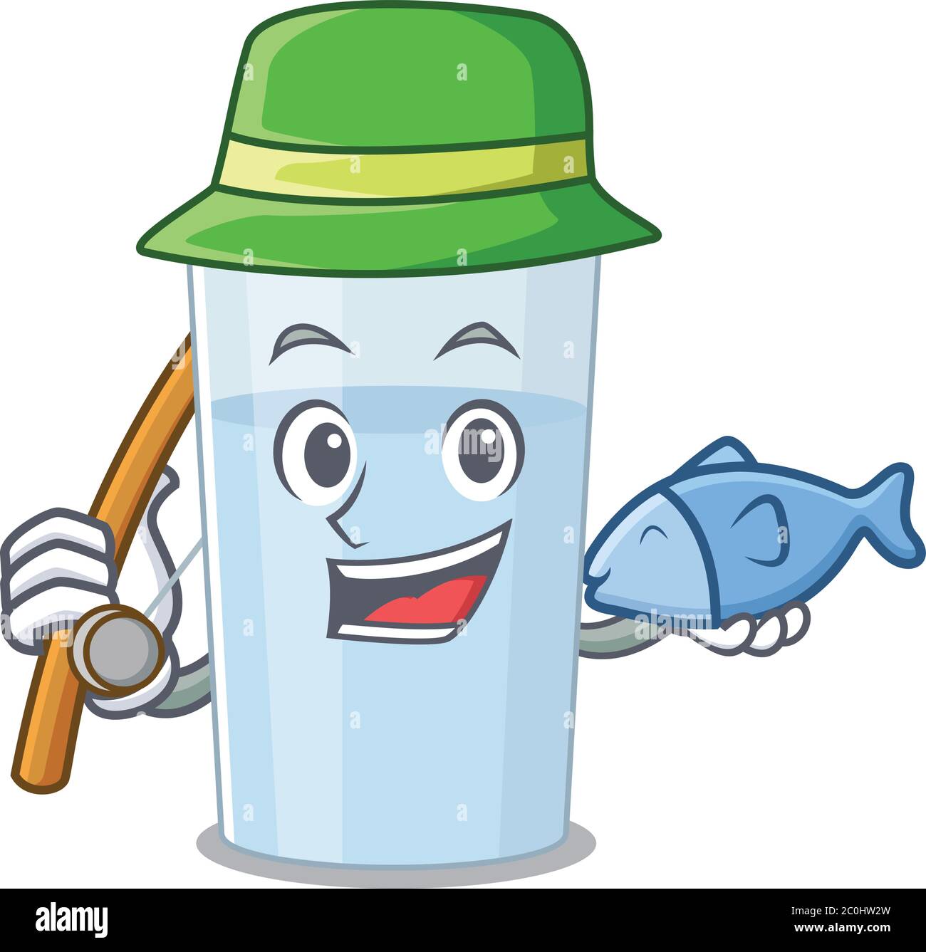 Cartoon design style of glass of water goes to fishing Stock Vector ...