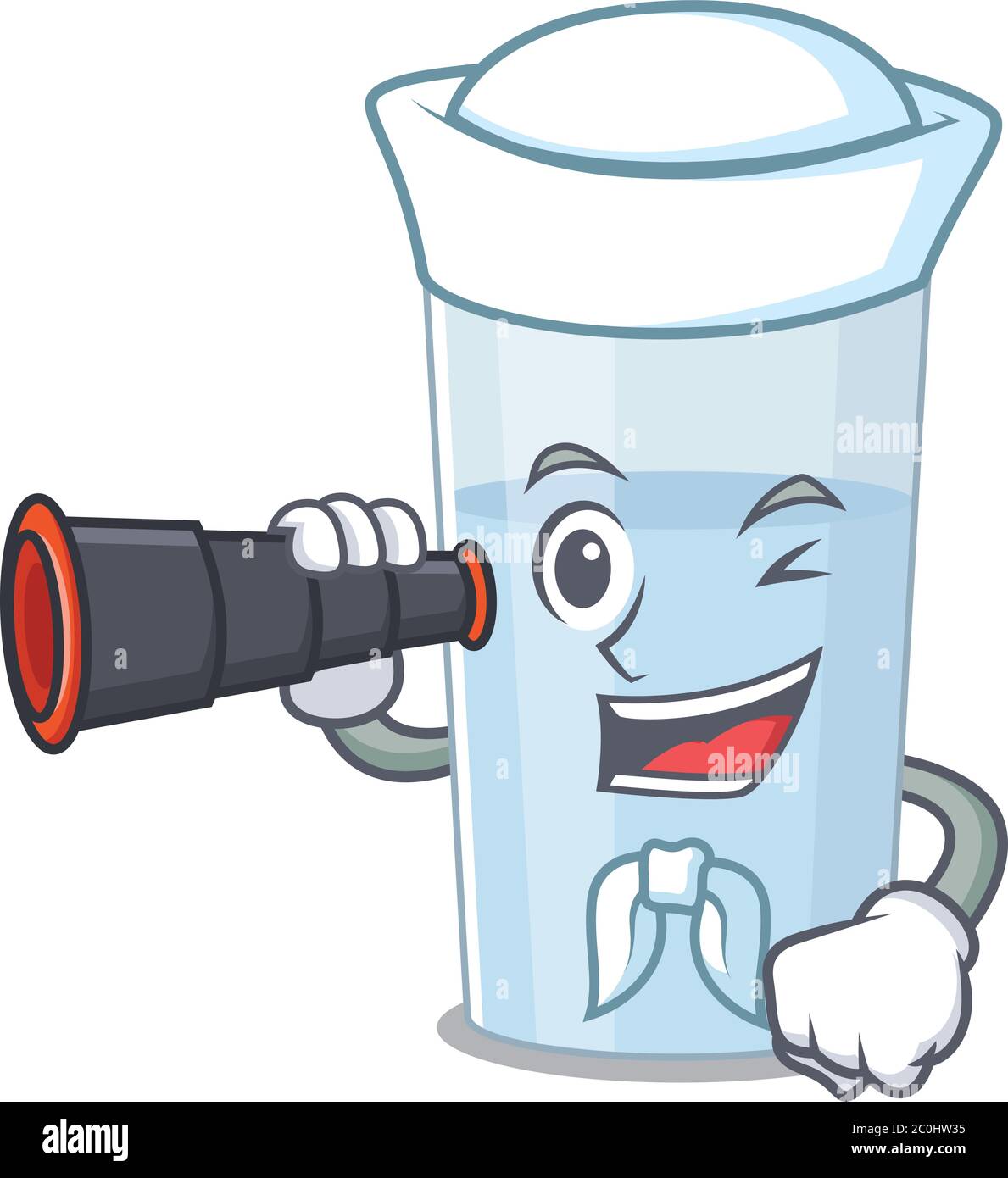 A cartoon picture of glass of water Sailor using binocular Stock Vector ...