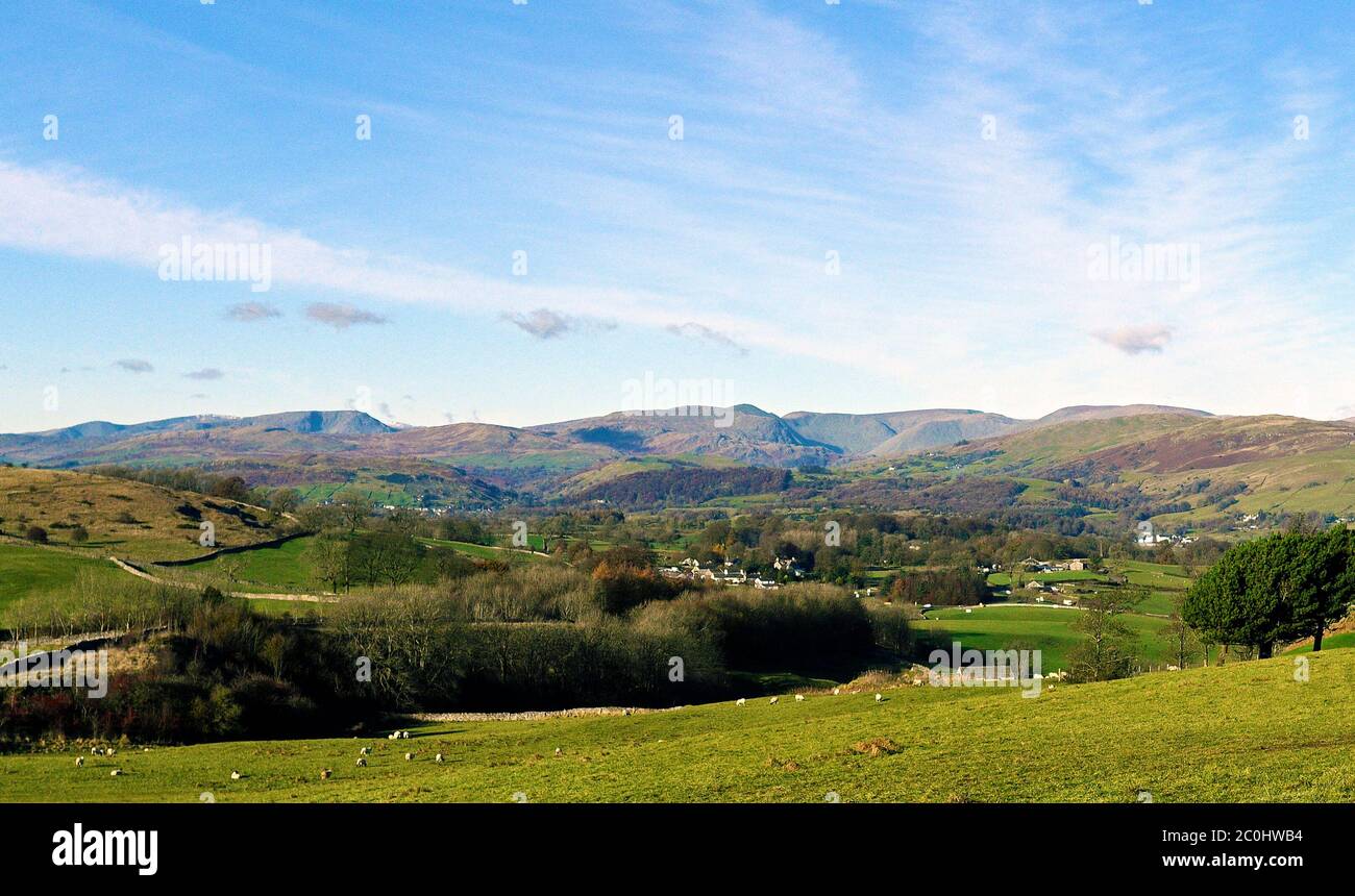 The Eastern Lake District Fells viewed from Kendal Fell. Kendal ...