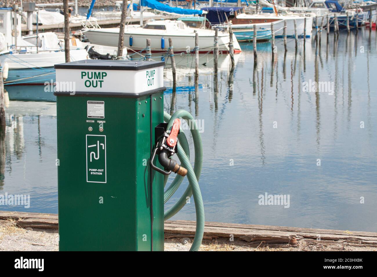 Sewage pump in a harbor. Sewage treatment for waste from leisure boats ...