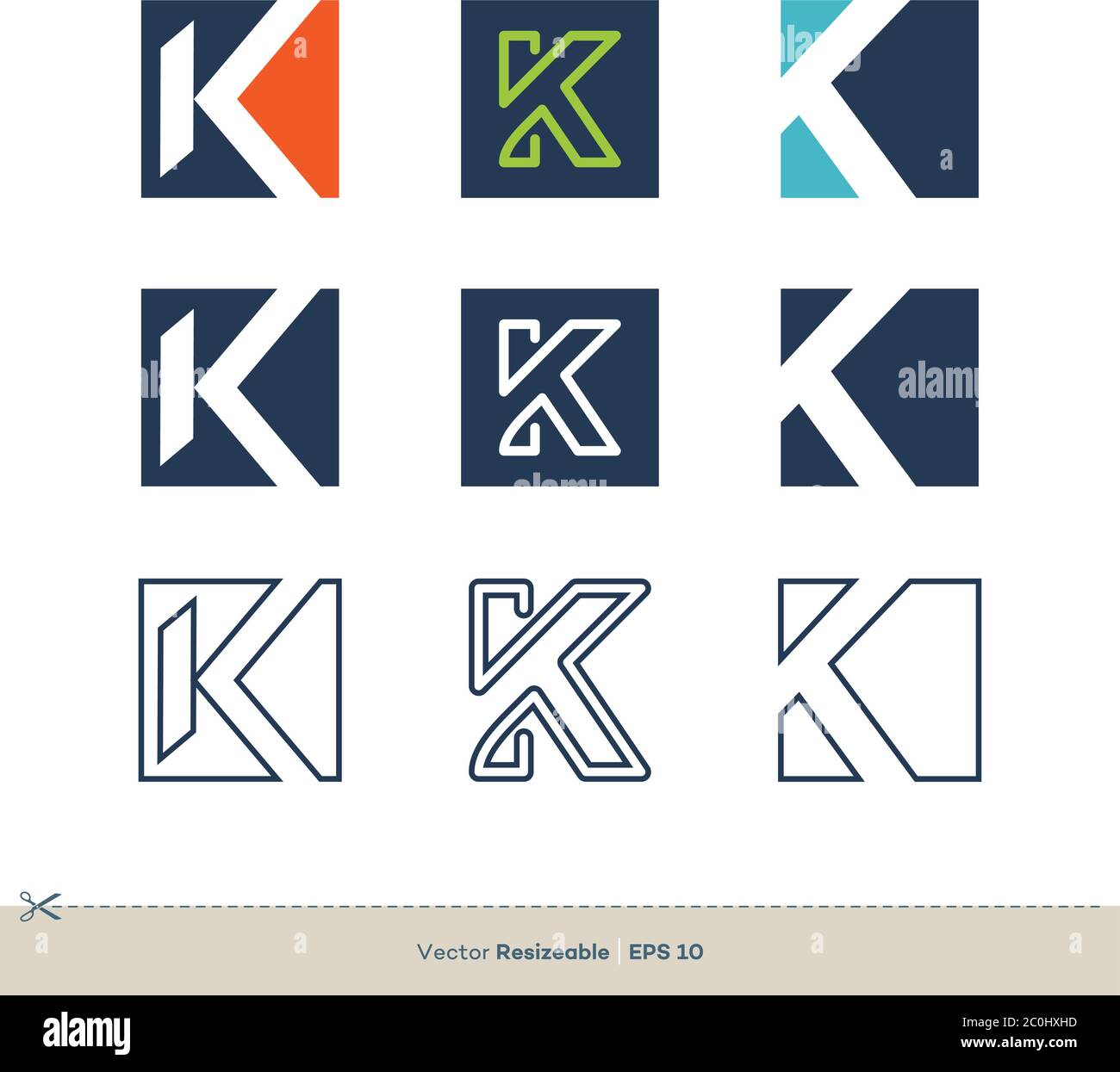 Set K Letter Icon Square Vector Logo Template Illustration Design ...