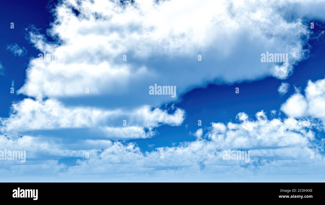 White clouds in blue sky 3d rendering Stock Photo - Alamy