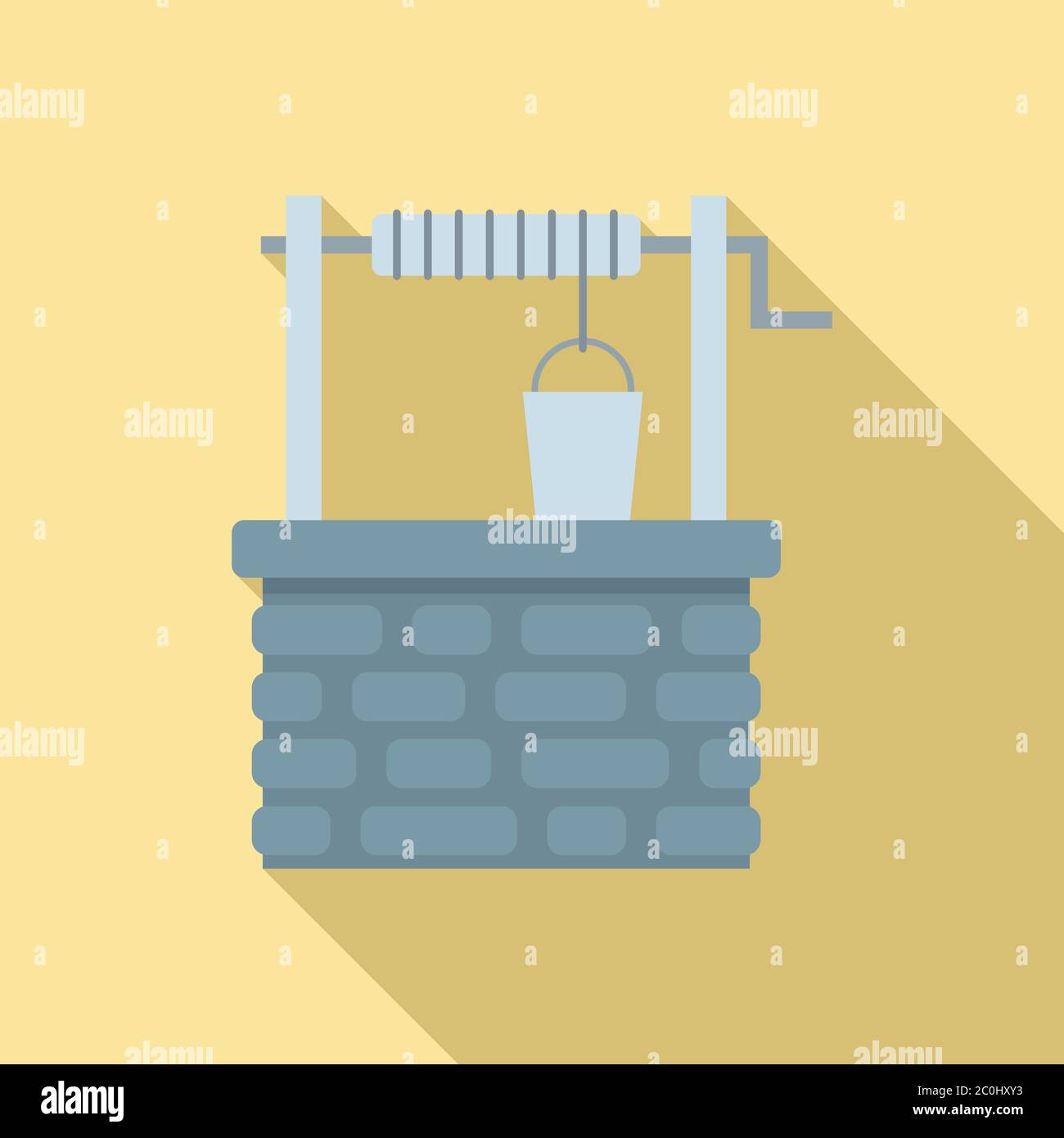 Old stone water well icon. Flat illustration of old stone water well ...