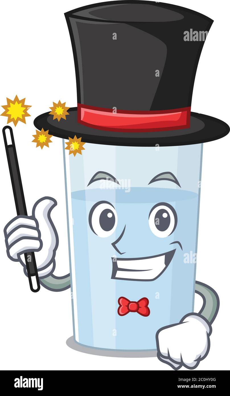 A gorgeous smart Magician of glass of water cartoon design style Stock ...