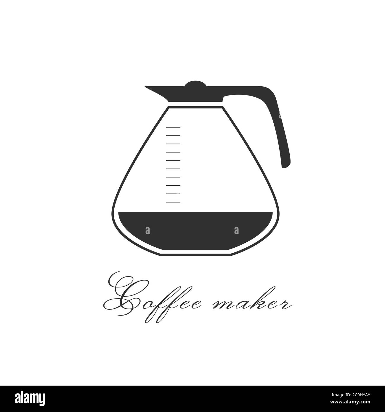 Filter coffee pot simple flat icon. Vector black coffee maker machine ...