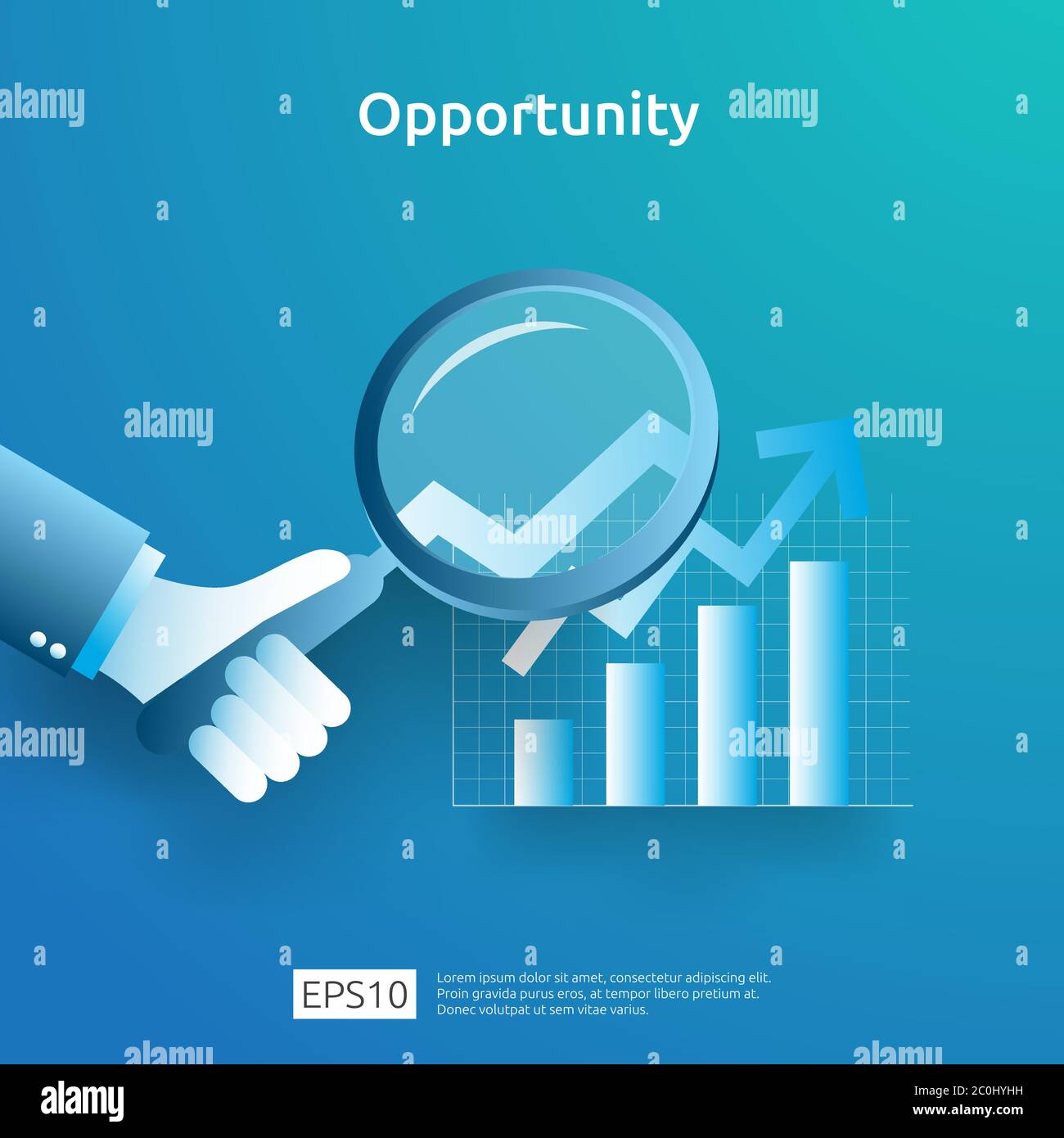 business idea analytic and opportunity research concept with increase ...