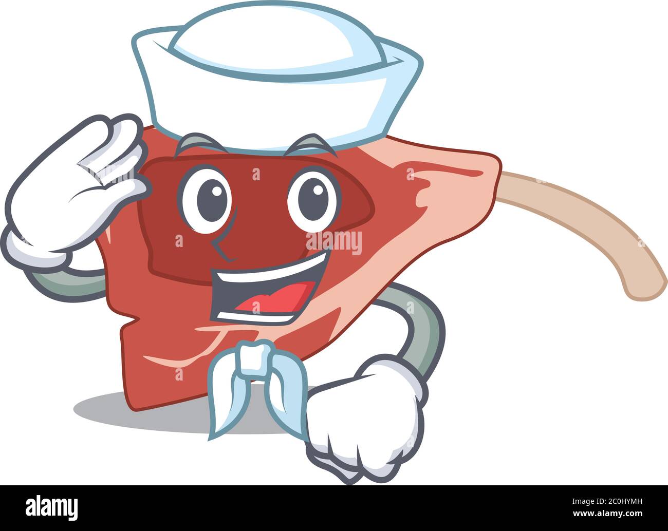 Smiley sailor cartoon character of lamb chop wearing white hat and tie ...