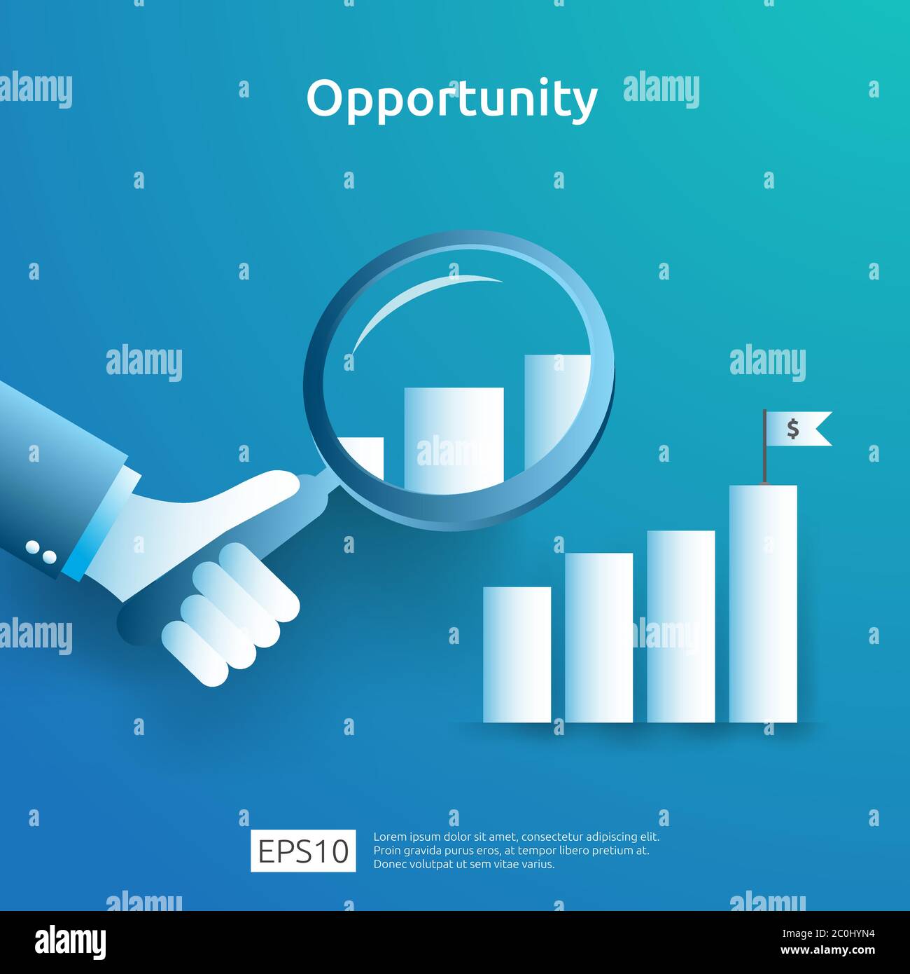 business idea analytic and opportunity research concept with increase ...