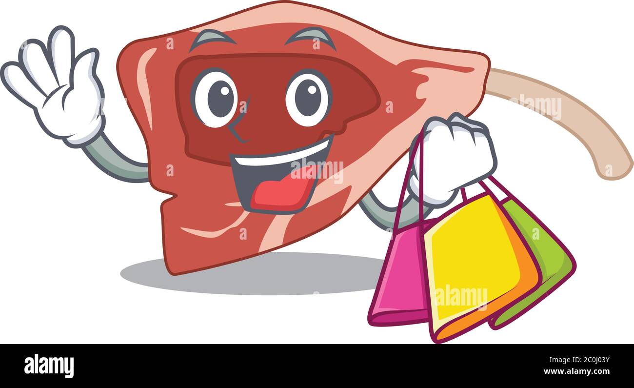 wealthy lamb chop cartoon character with shopping bags Stock Vector ...