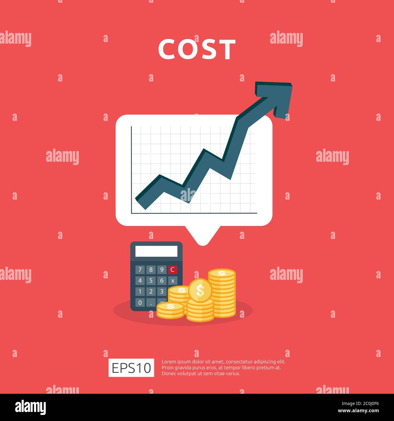 cost fee spending increase with arrow rising up growth diagram ...