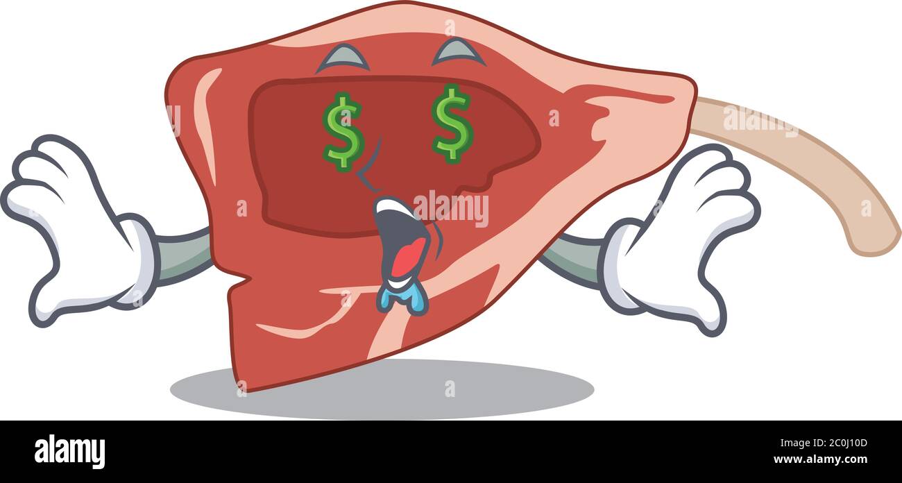 wealthy cartoon character concept of lamb chop with money eyes Stock ...