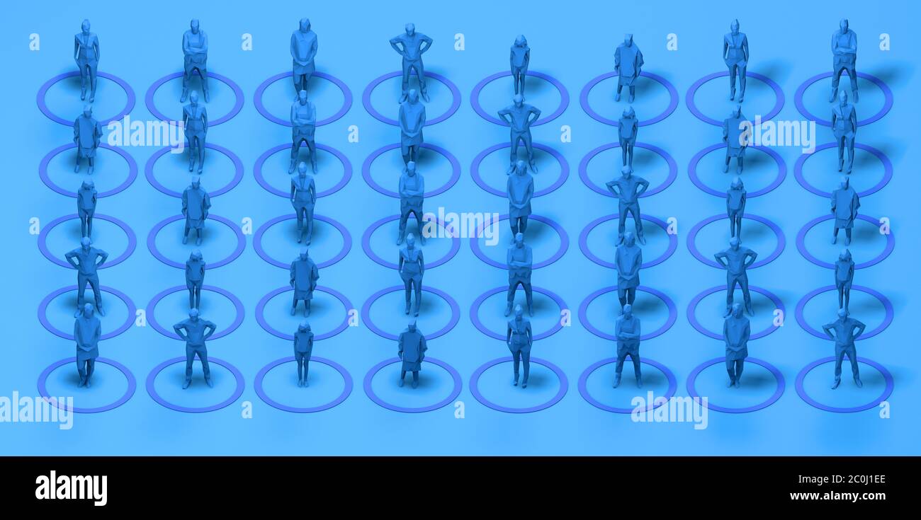 Concept of social distance. People keeping safety distance isolated ...