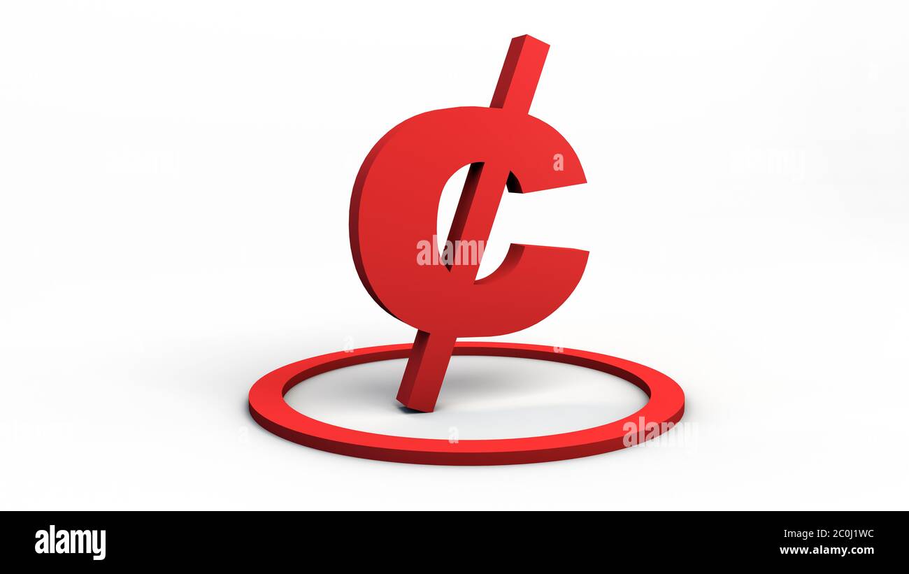 Red penny currency symbol inside the circle. 3D illustration Neutral ...