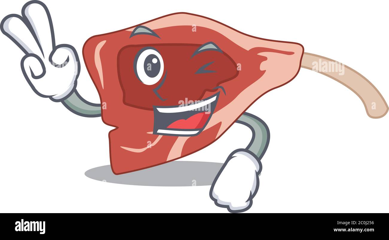 Happy lamb chop cartoon design concept show two fingers Stock Vector ...