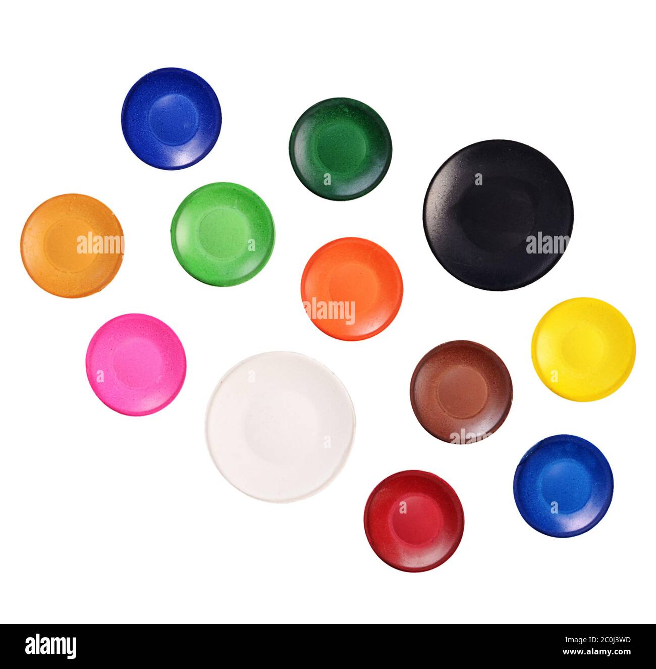 Round watercolor paints isolated on a white Stock Photo - Alamy