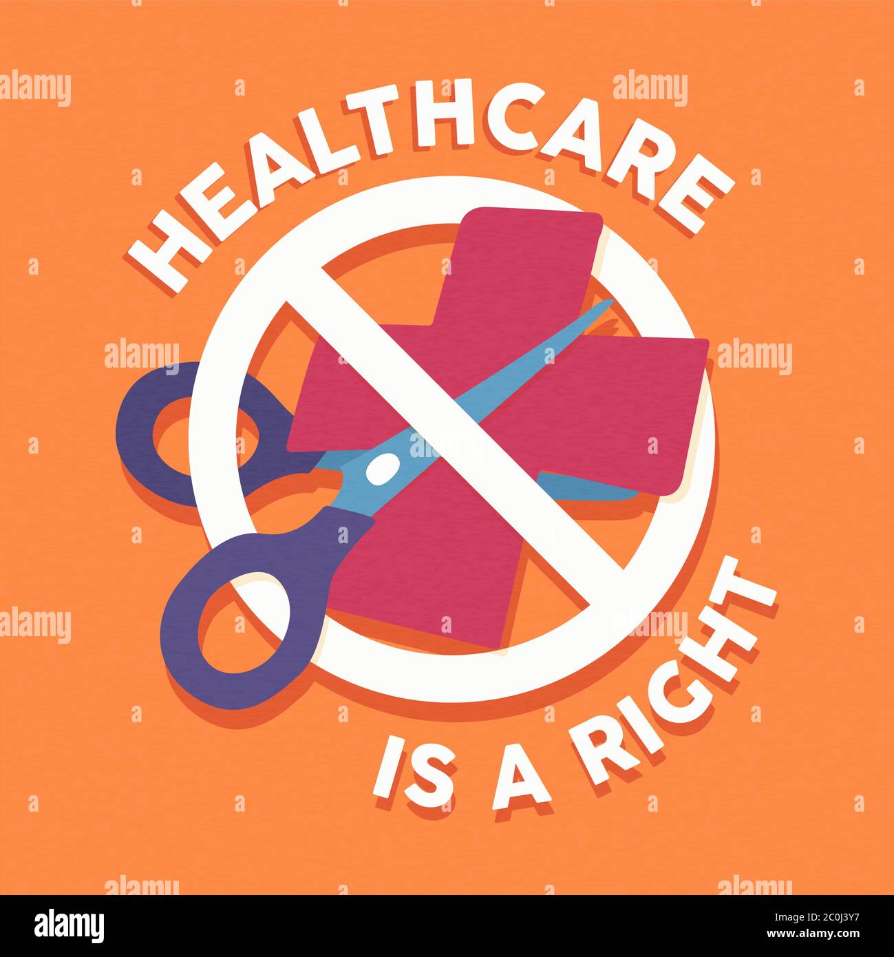 Health care is a right illustration in modern flat cartoon style ...