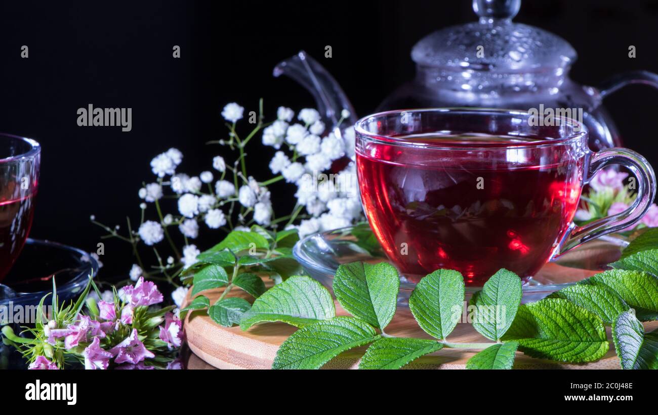 Tea time: cup of tea, carcade, karkade, rooibos. Red hot hibiscus tea ...