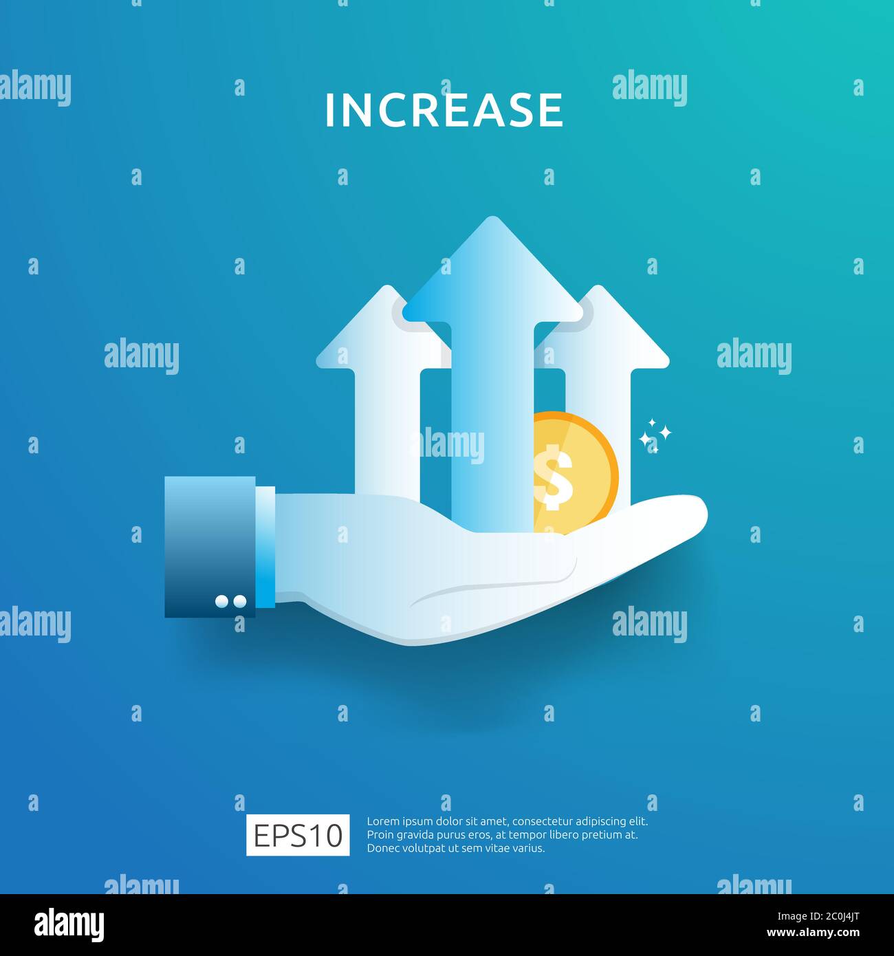 business chart on hand. income salary rate increase. graphic growth ...
