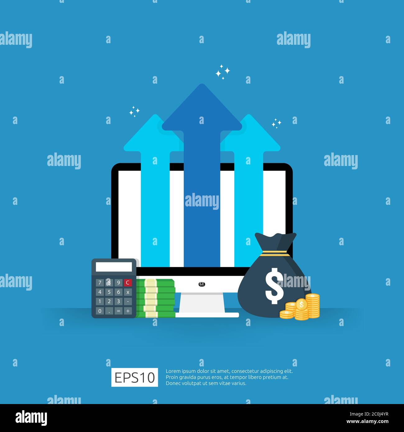 Finance performance of return on investment ROI concept with arrow ...