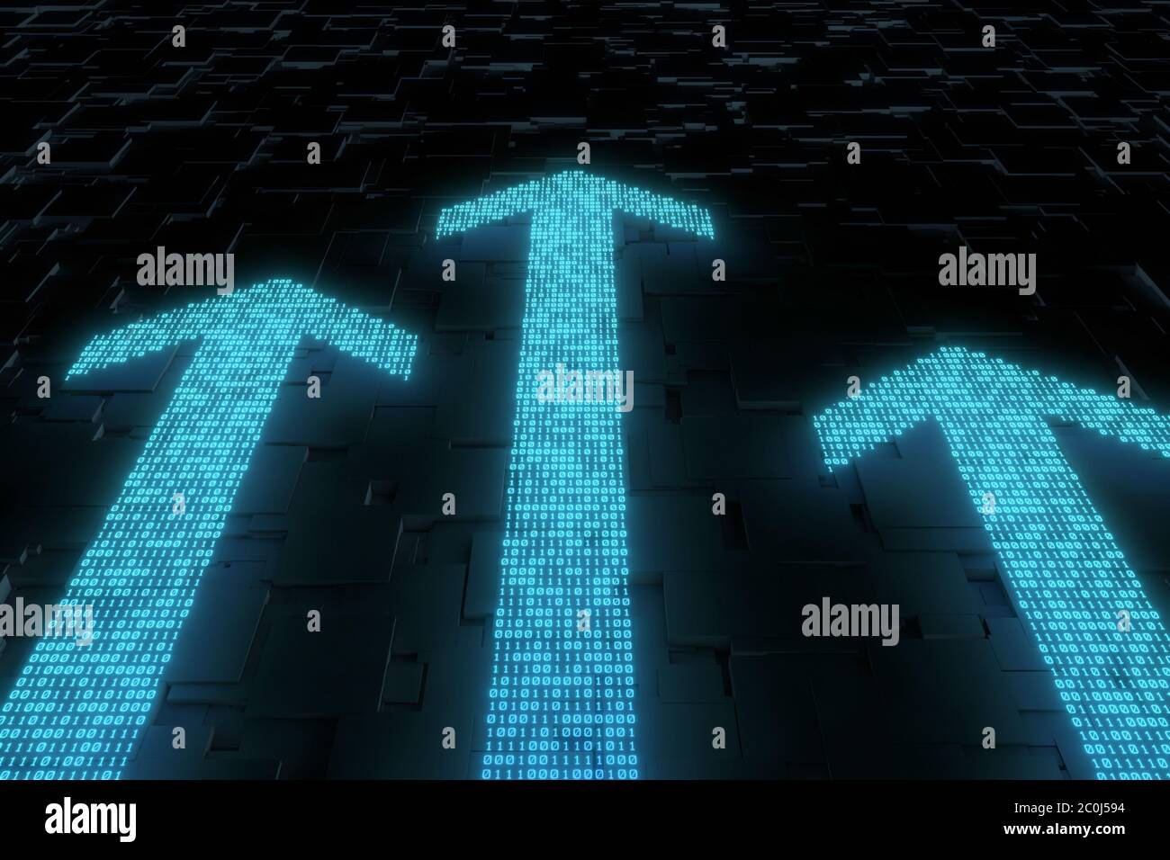 Arrow made up of binary code, success and transmission Stock Photo - Alamy